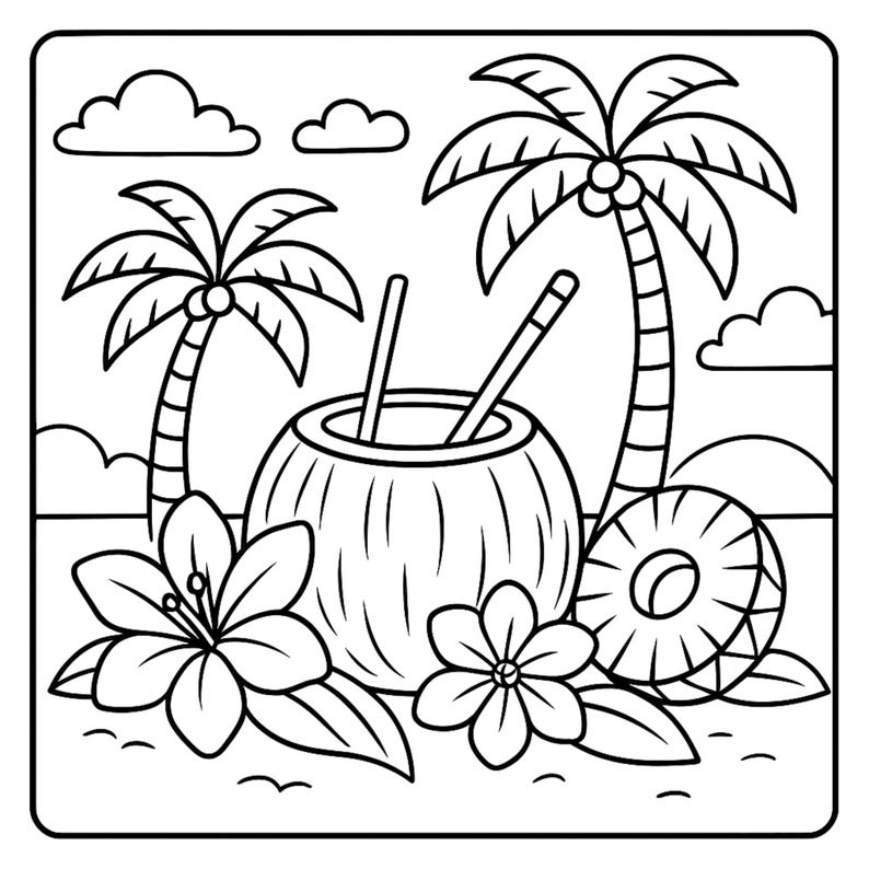 Cozy Summer Coloring Pages – Relaxing Summer Scenes, Printable Summer ...