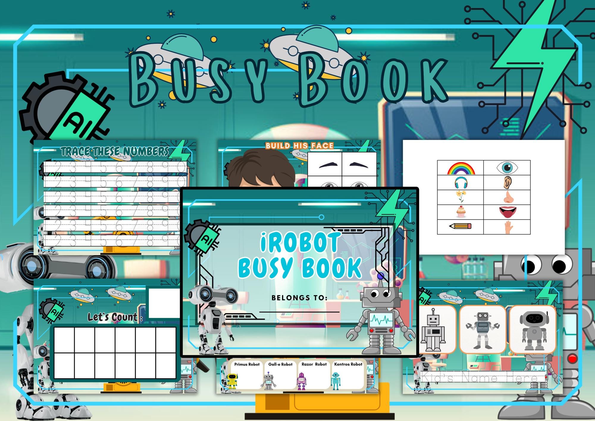 Irobot Theme Busy Book | Busy Book for Kids | Robot Busy Book ...