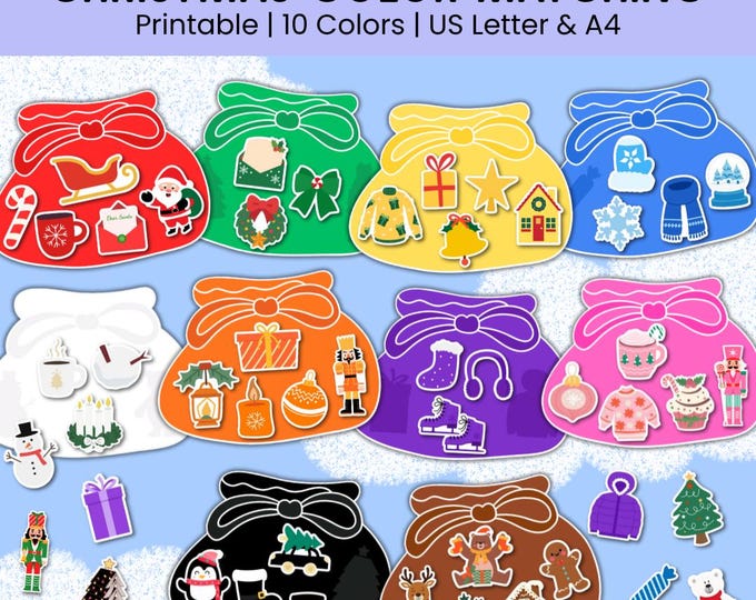 Santa Color Matching Game, Christmas Preschool Printable (PDF) - Etsy ...