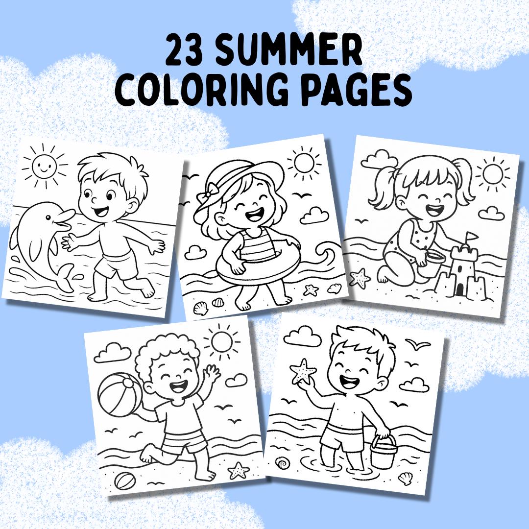 Summer Coloring Book – Printable Kids Coloring Pages of Beach Fun ...