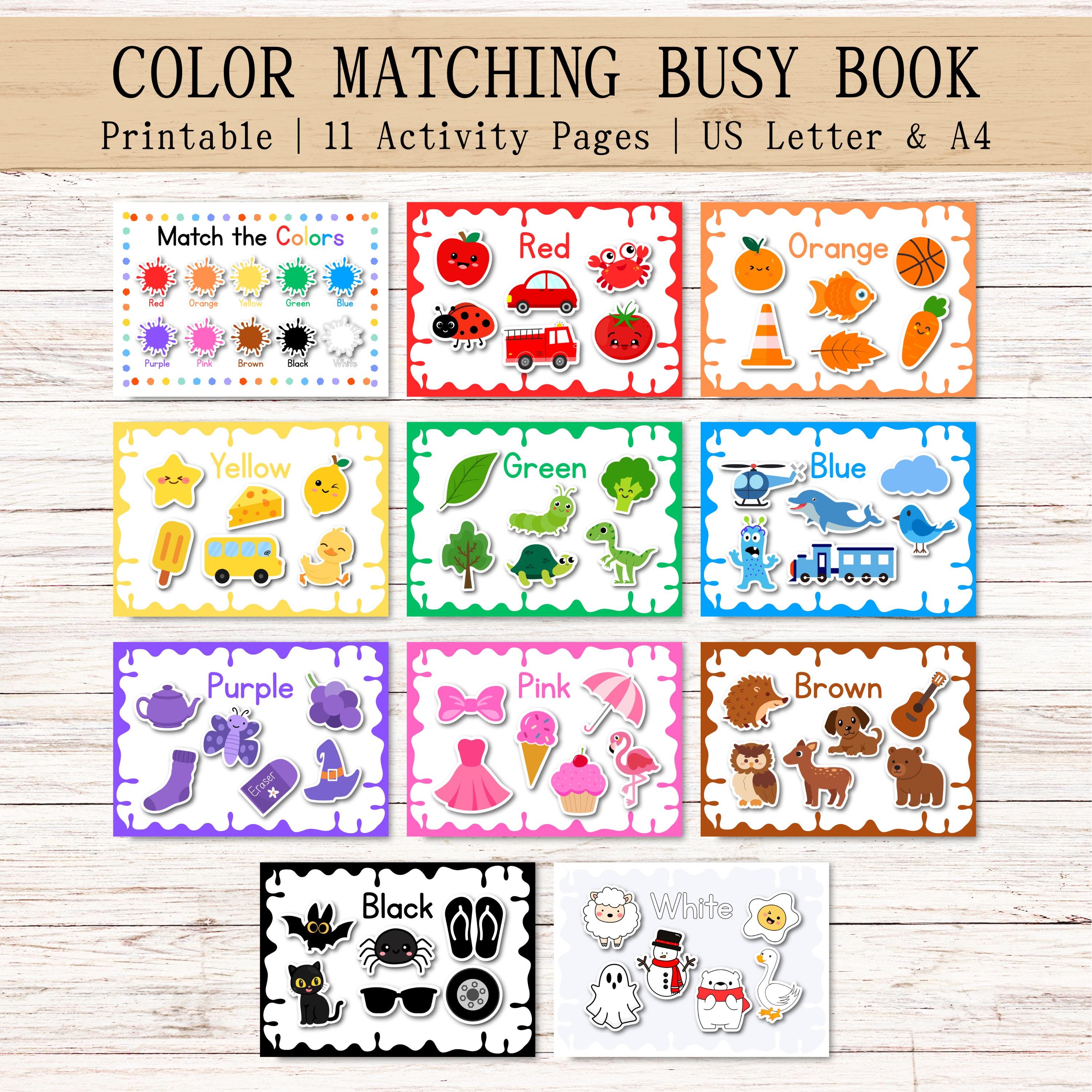 Color Matching Busy Book, Printable Matching Activity Preschool ...