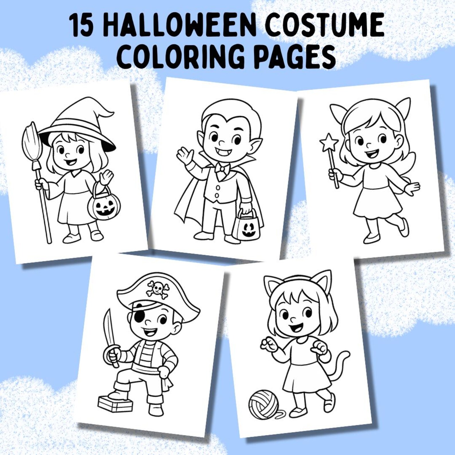Halloween Kids Costume Coloring Book – Kids Halloween Characters & Cute ...