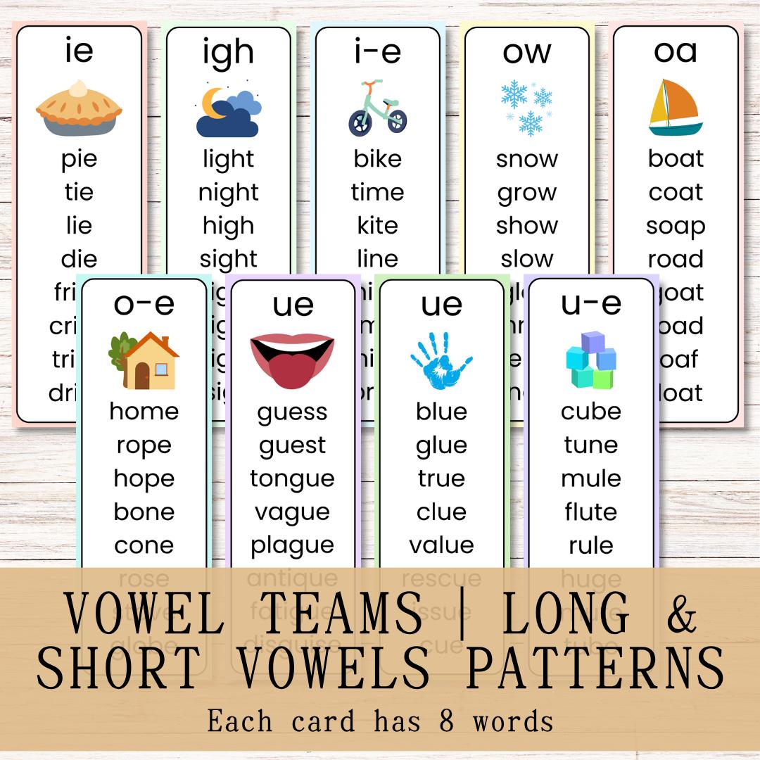 Phonics Flashcards – Vowel Teams, R-controlled, Diphthongs, Long ...