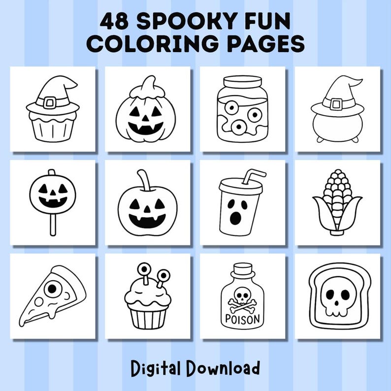 Spooky Fun Coloring Book – Simple Halloween Coloring Pages, Printable ...