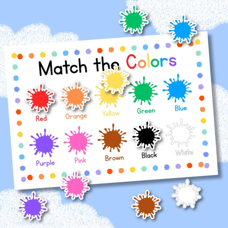Color Matching Busy Book, Printable Matching Activity Preschool ...