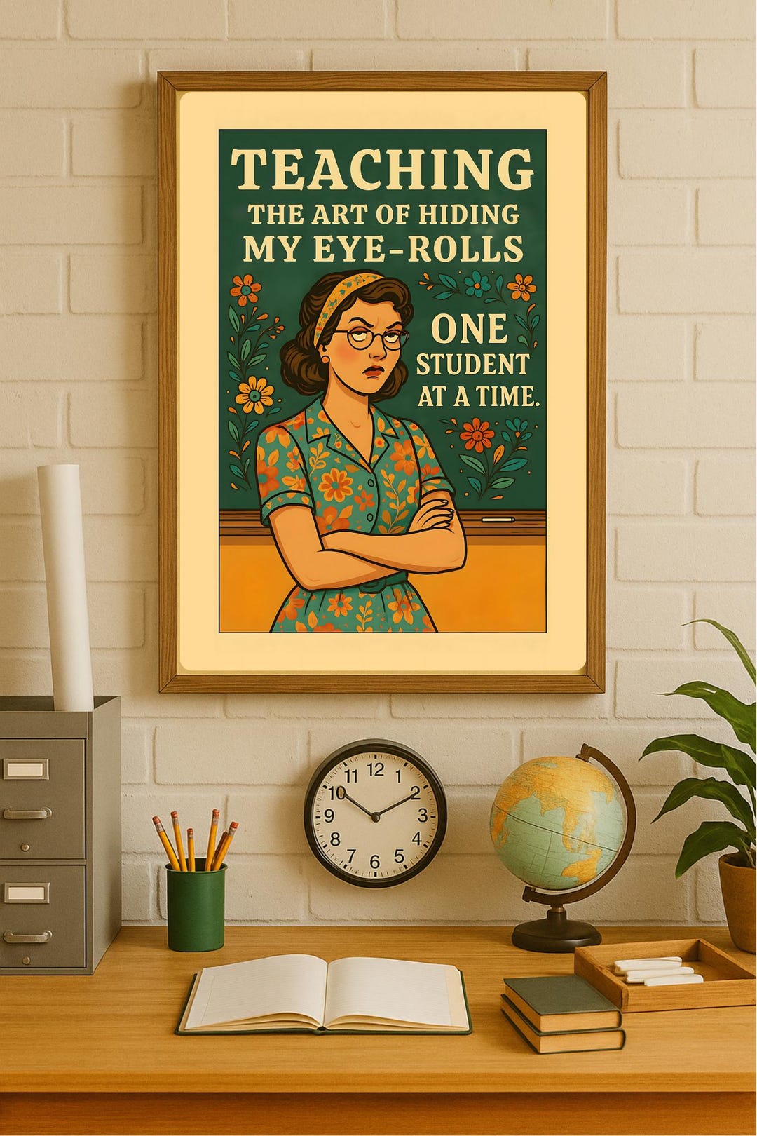 Sarcastic Retro Printable Gift for Teacher – Funny Eye-rolls Classroom ...