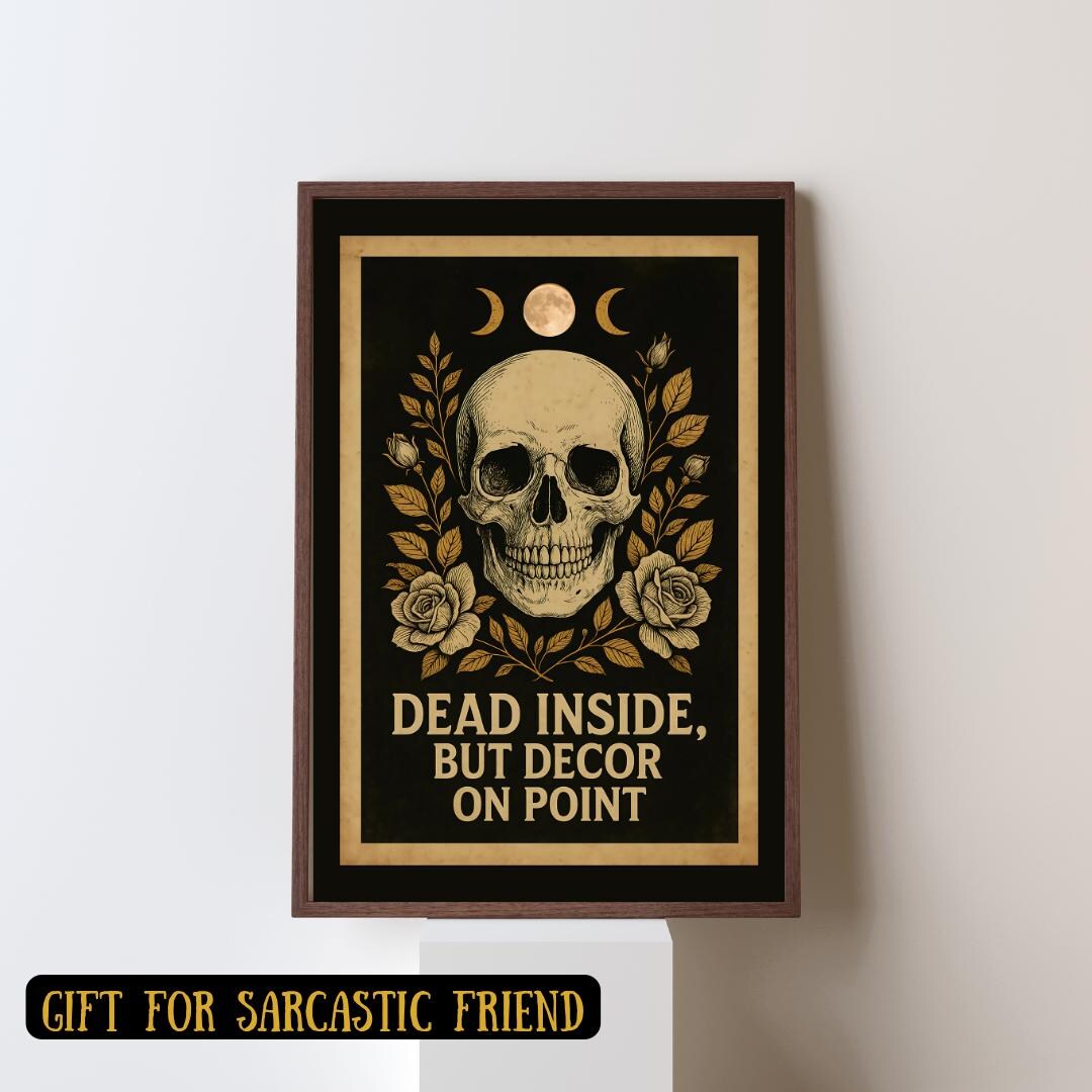 Macabre Wall Art – Gothic Skull Print With Dark Floral Decor, Funny ...