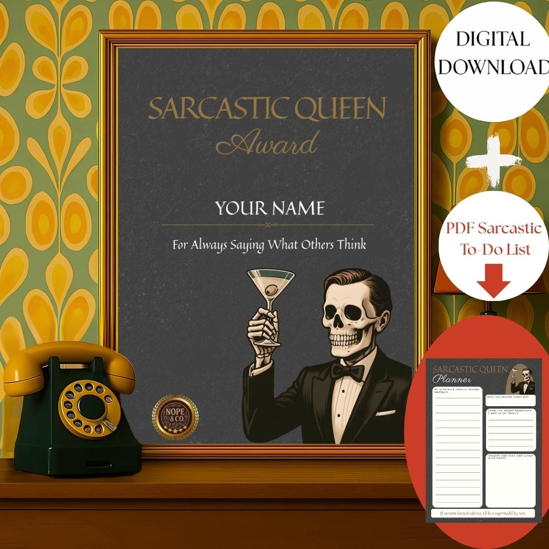 Personalized Award Certificate – Retro Skeleton Printable Bundle With ...