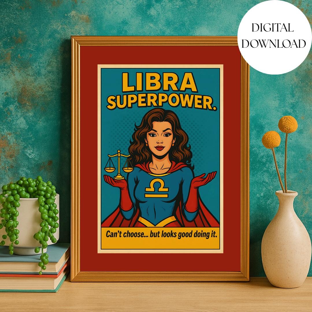 Funny Libra Zodiac Print: Retro Comic Pop Art Wall Decor (digital ...