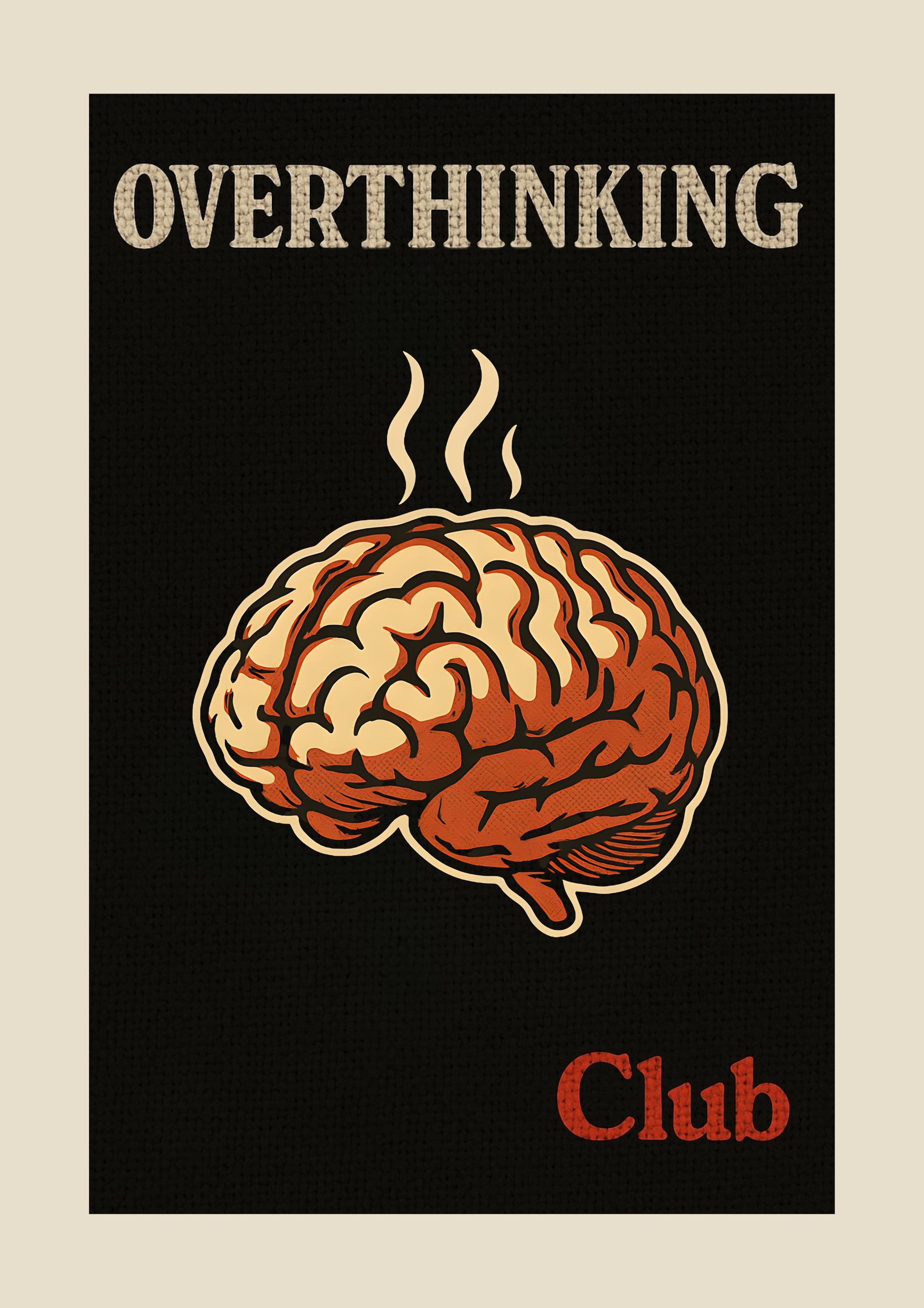 Overthinking Club Wall Art Printable – Funny Retro Brain Poster ...