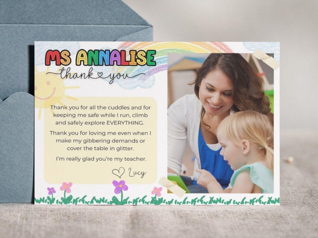 Editable Teacher Thank You Card: Printable Gift (digital Download ...