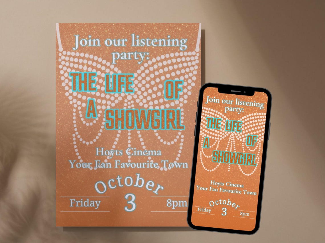 Showgirl Album Release Party Invitation | Editable Canva Template ...