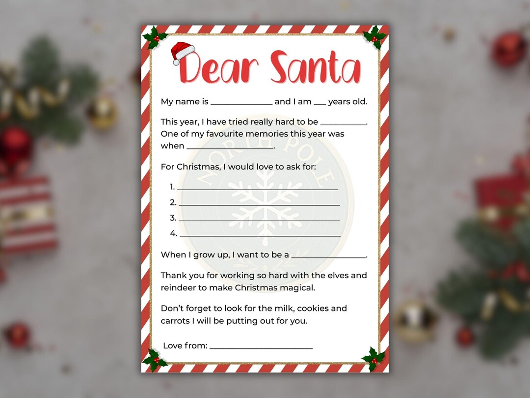 Editable Letter to Santa | Christmas Activity Sheet (digital Download ...