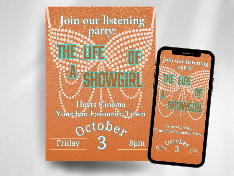 Showgirl Album Release Party Invitation | Editable Canva Template ...