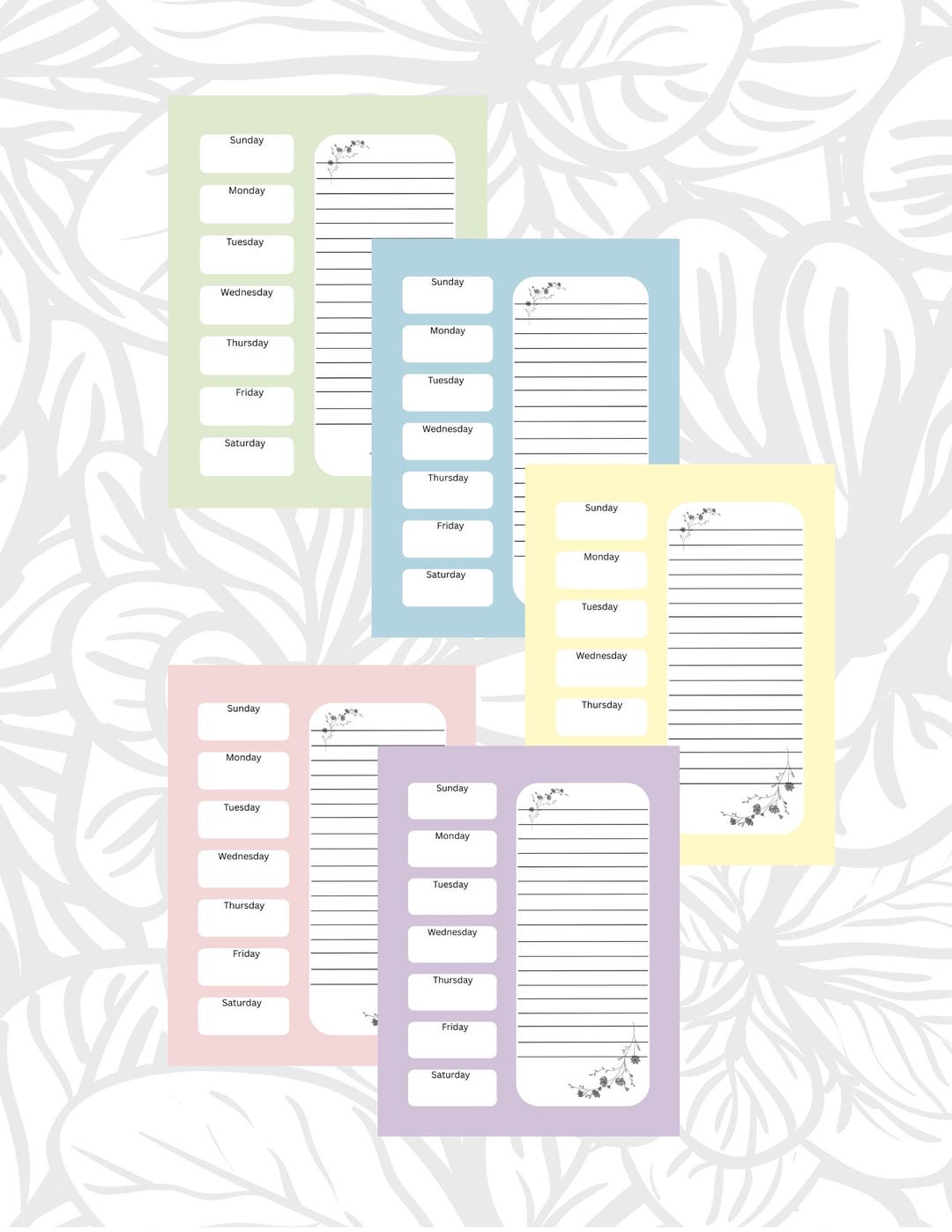 Weekly Organizer - Printable - Spring Colors - Days - Lists - Etsy