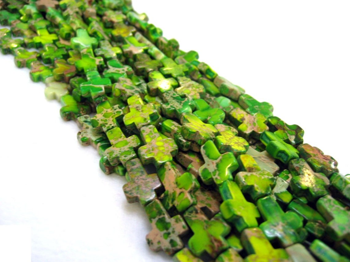 Gorgeous Yellow Green Variscite Sea Sediment Jasper Cross | Etsy