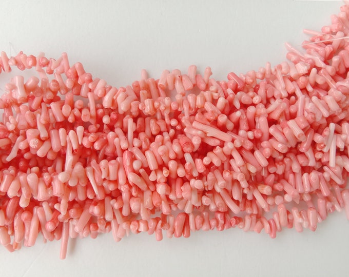Charming Pink Coral Stick Beads - 16 Inch Strand - Etsy