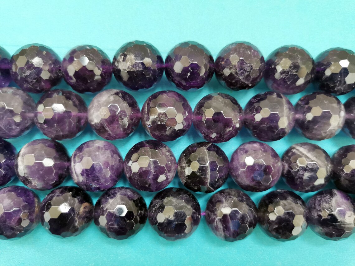 20mm Genuine Purple Amethyst Round Faceted Beads - 15.5 Inch Strand - Etsy