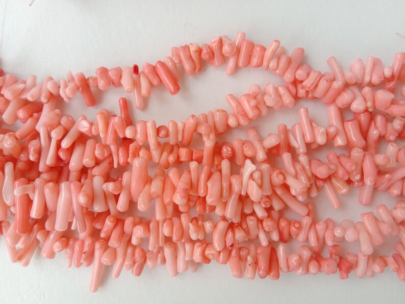 Charming Pink Coral Stick Beads 16 Inch Strand - Etsy