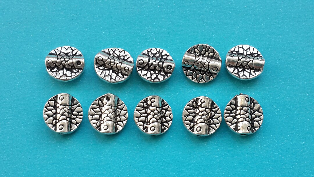 4 Pcs Antique Sterling Silver Flat Coin Disc Beads, Flat Round Beads ...
