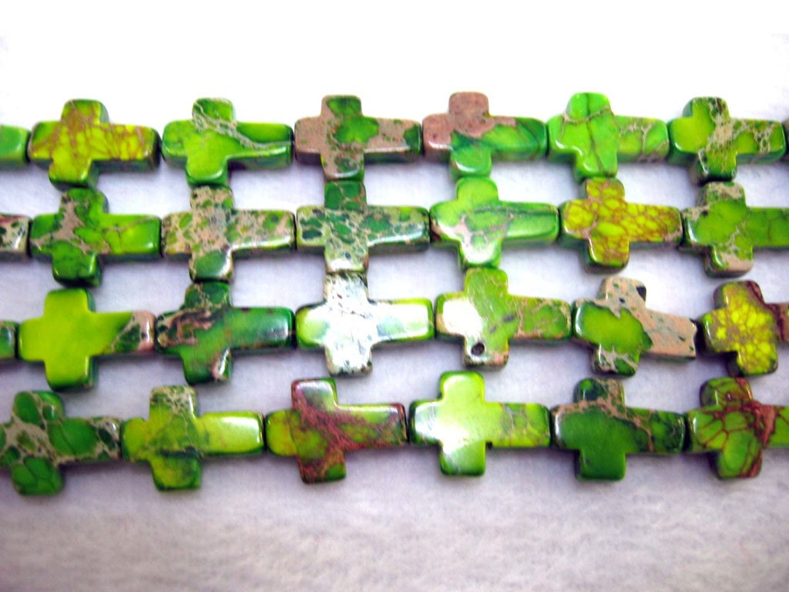 Gorgeous Yellow Green Variscite Sea Sediment Jasper Cross | Etsy