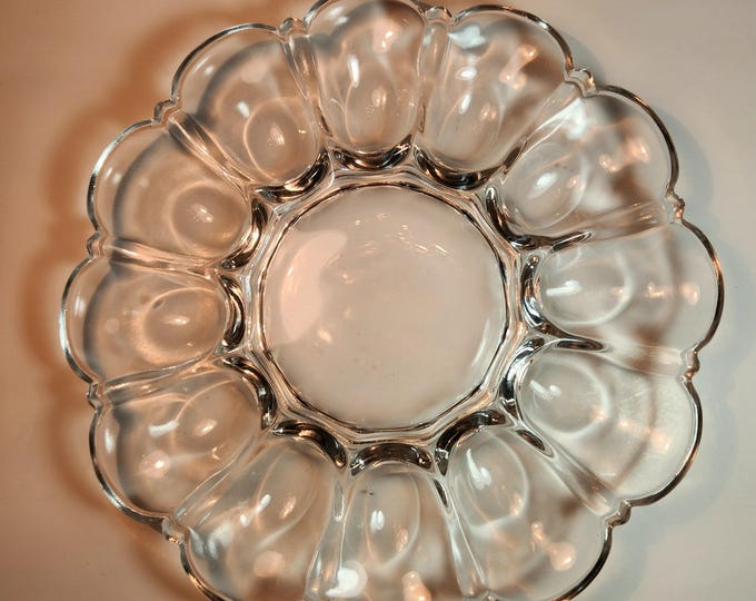 Vintage Princess House Deviled Egg Platter | 10" Clear Glass Egg Plate ...