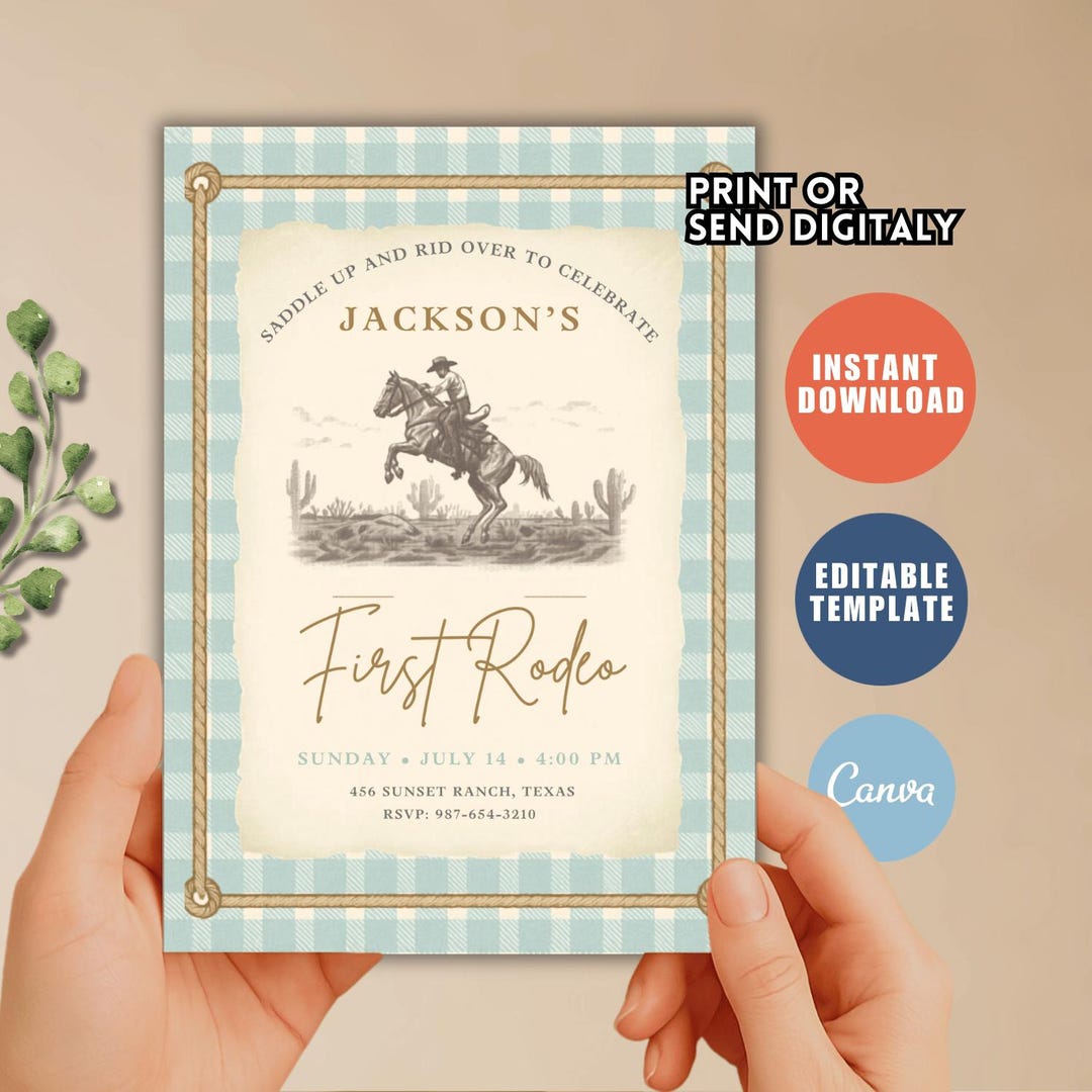 Editable First Rodeo Birthday Invitation Template (digital Download) - Etsy
