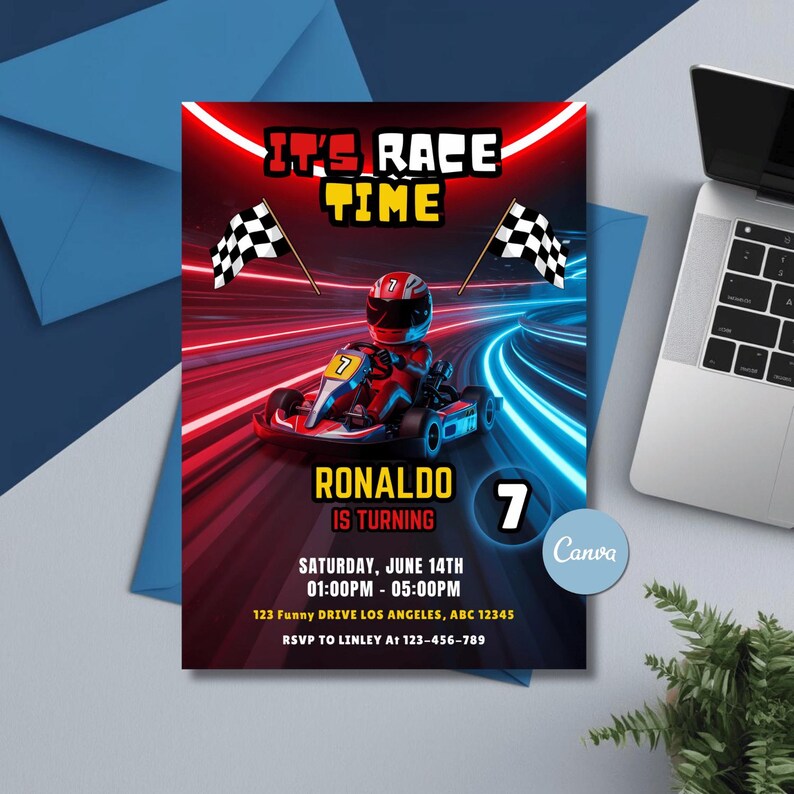 Editable Race Car Birthday Invitation, Racecar Party, Racing Party ...