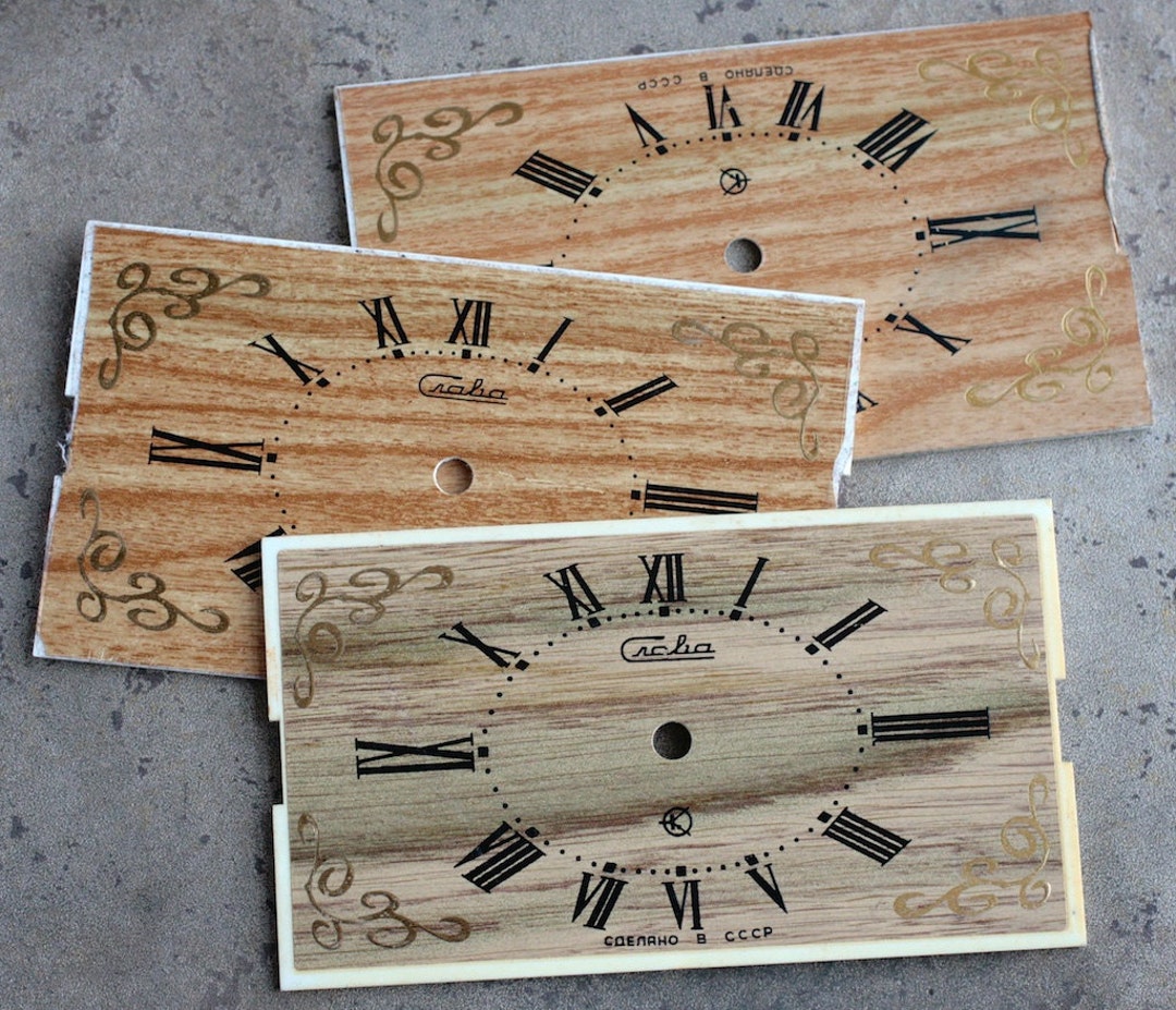 Vintage Soviet Alarm Clock Faces From 1980's -- Wood Imitation - Etsy