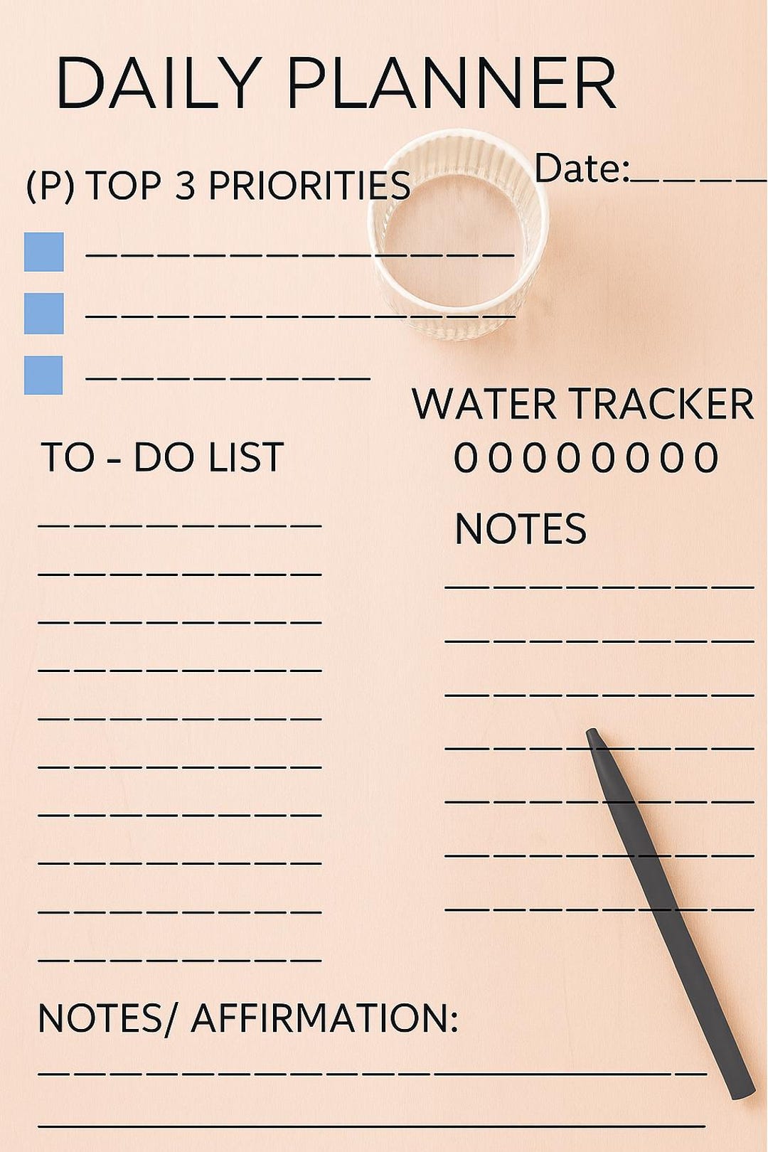Printable Daily Planner | Digital Productivity Sheet | To-do List ...