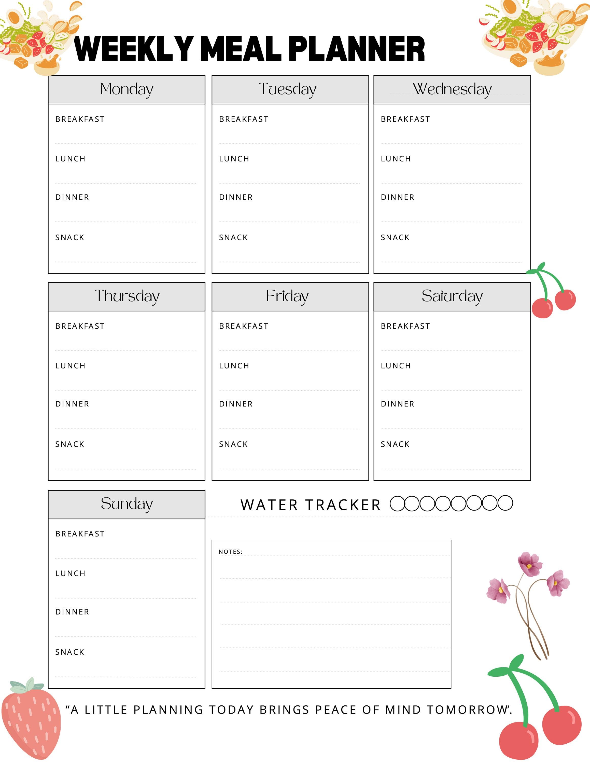Weekly Meal Planner Printable | Meal Planning Template | Grocery List ...