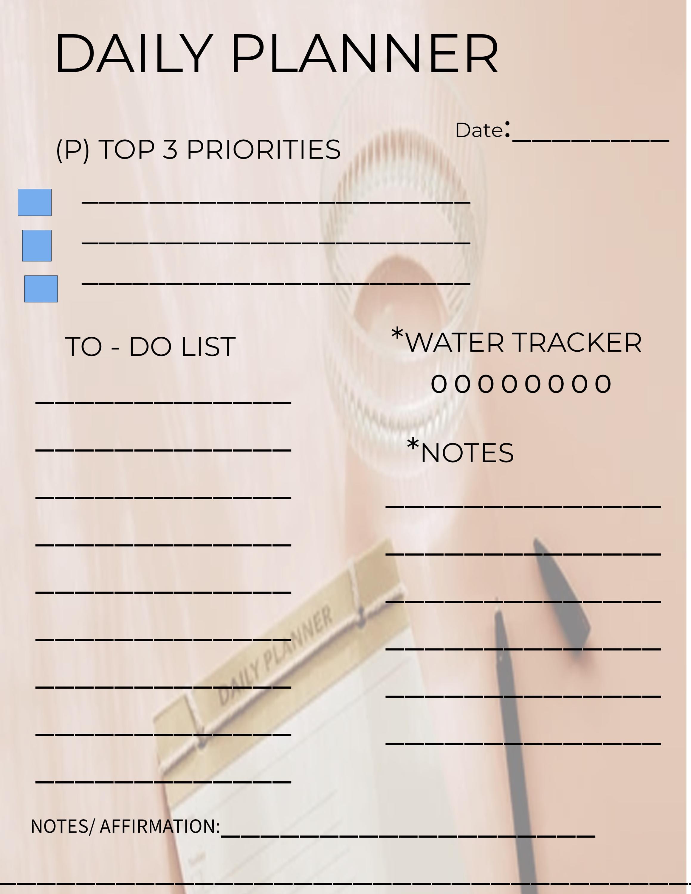 Printable Daily Planner | Digital Productivity Sheet | To-do List ...