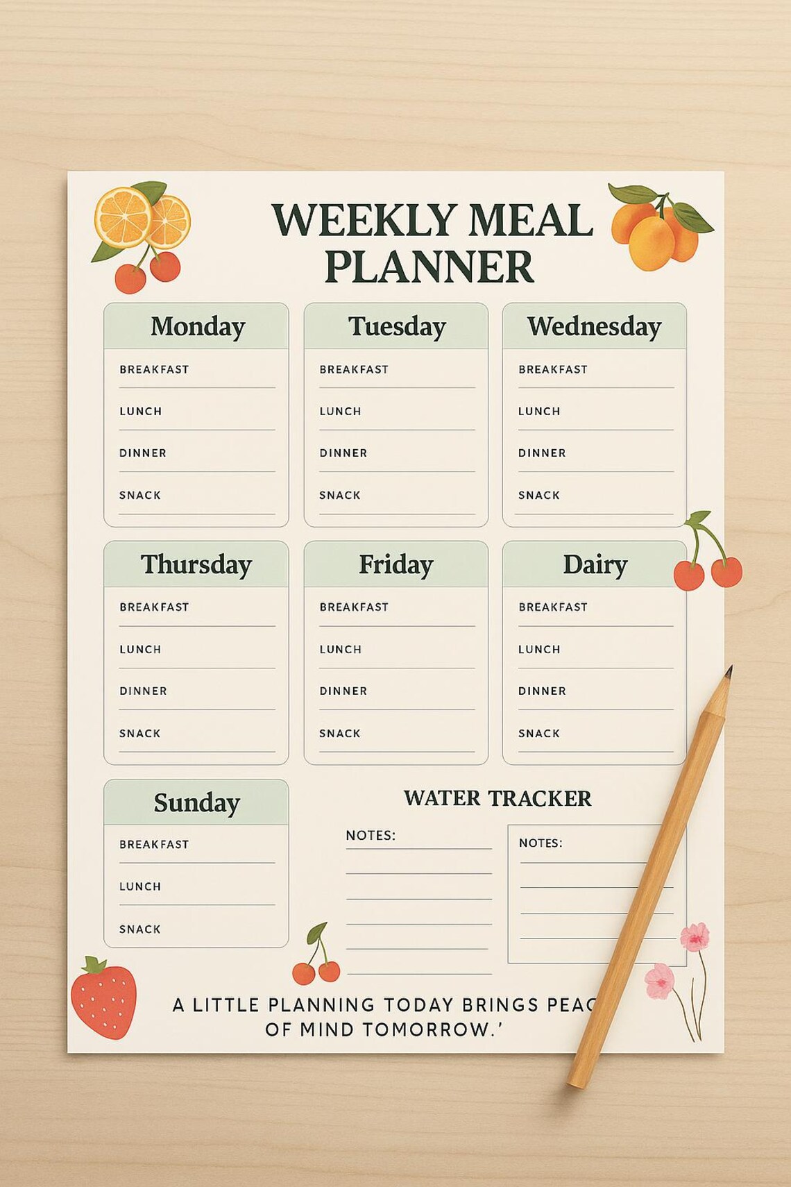 Monthly Meal Planner Printable | Digital PDF | Meal Tracking Calendar ...