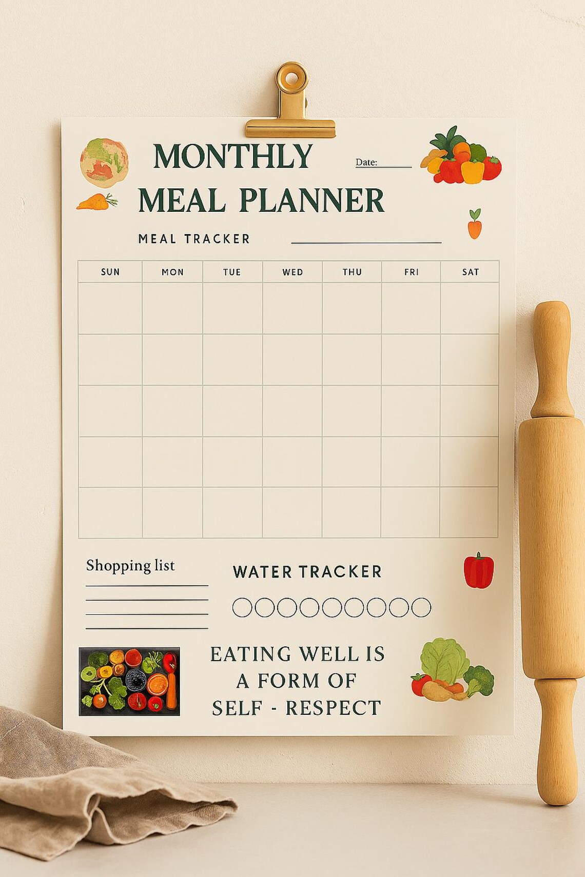 Monthly Meal Planner Printable | Digital PDF | Meal Tracking Calendar ...
