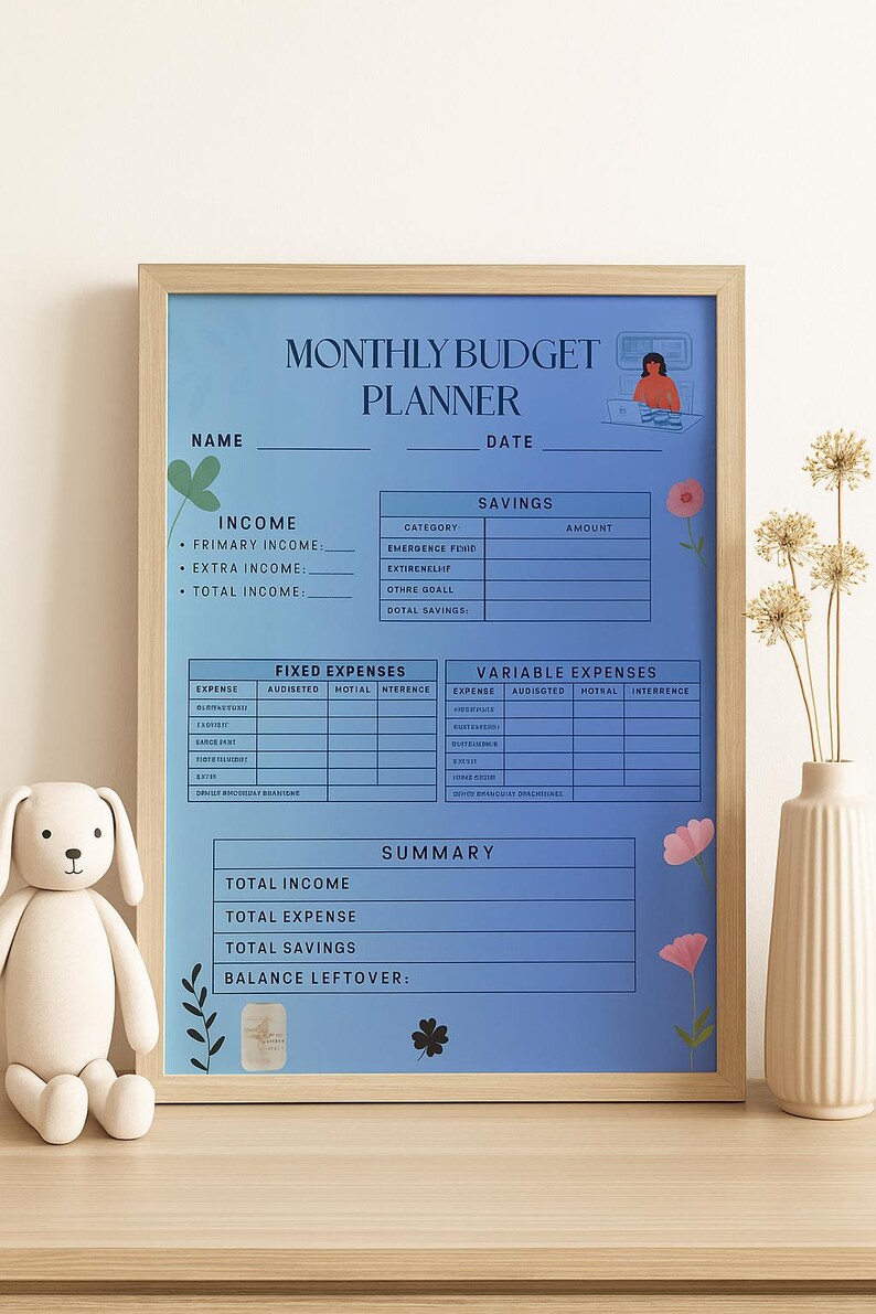 Monthly Budget Planner | Printable Budget Sheet | Digital Finance ...