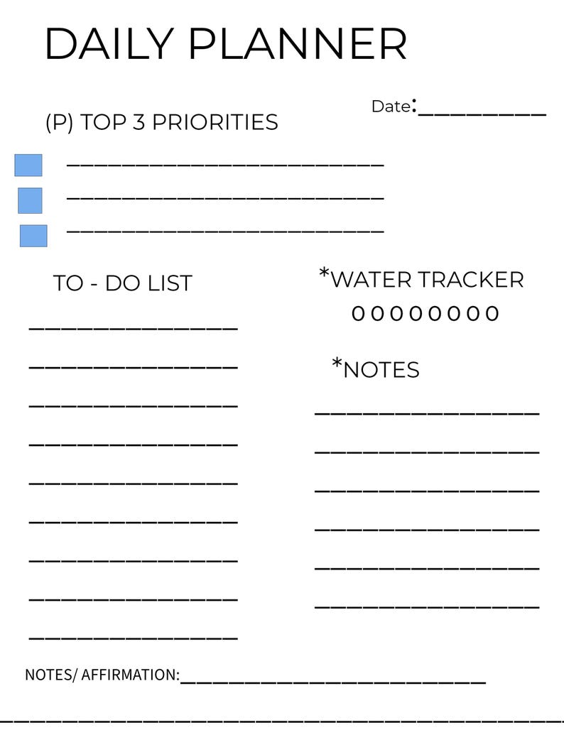 Printable Daily Planner | Digital Productivity Sheet | To-do List ...