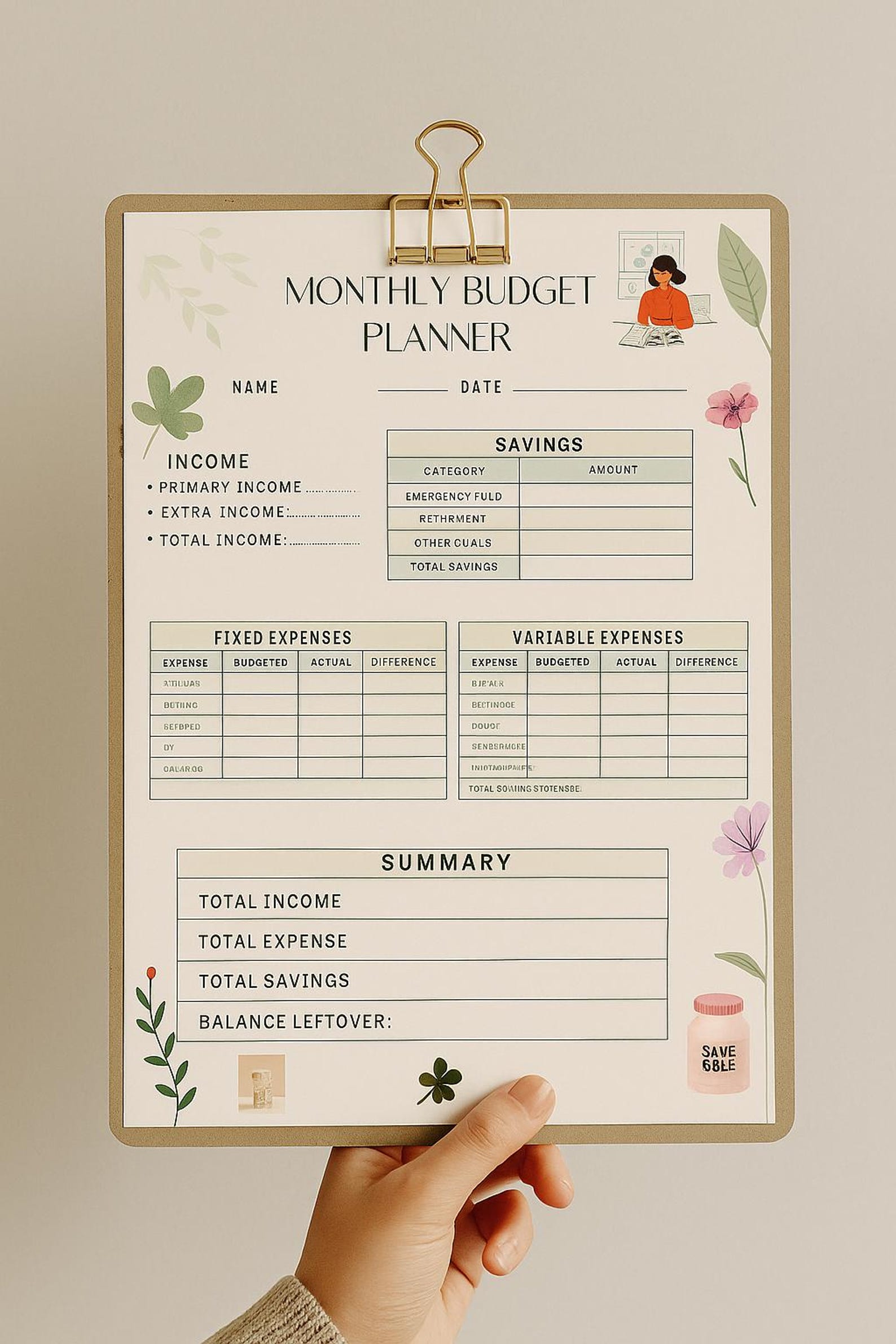 Monthly Budget Planner | Printable Budget Sheet | Digital Finance ...