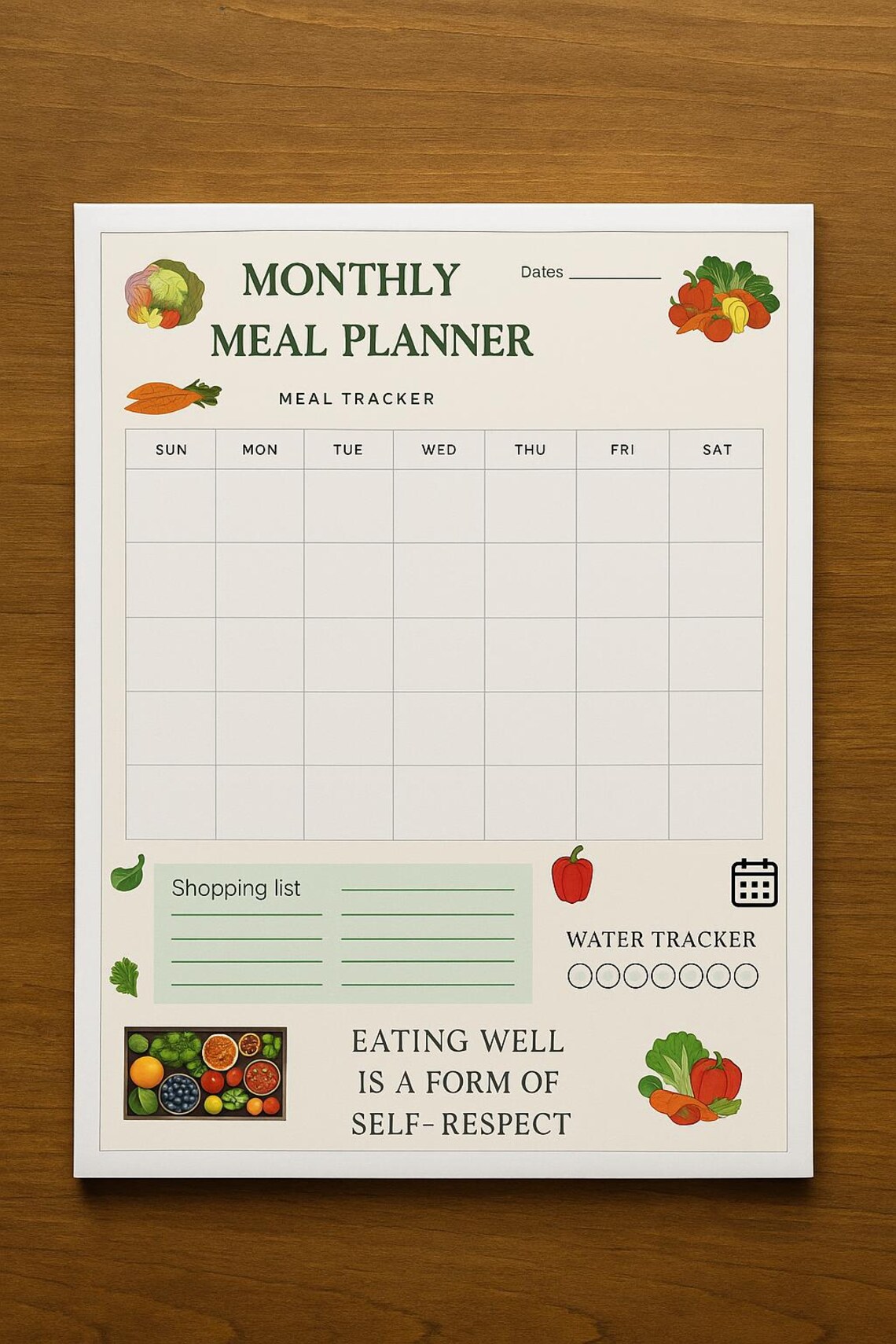 Monthly Meal Planner Printable | Digital PDF | Meal Tracking Calendar ...
