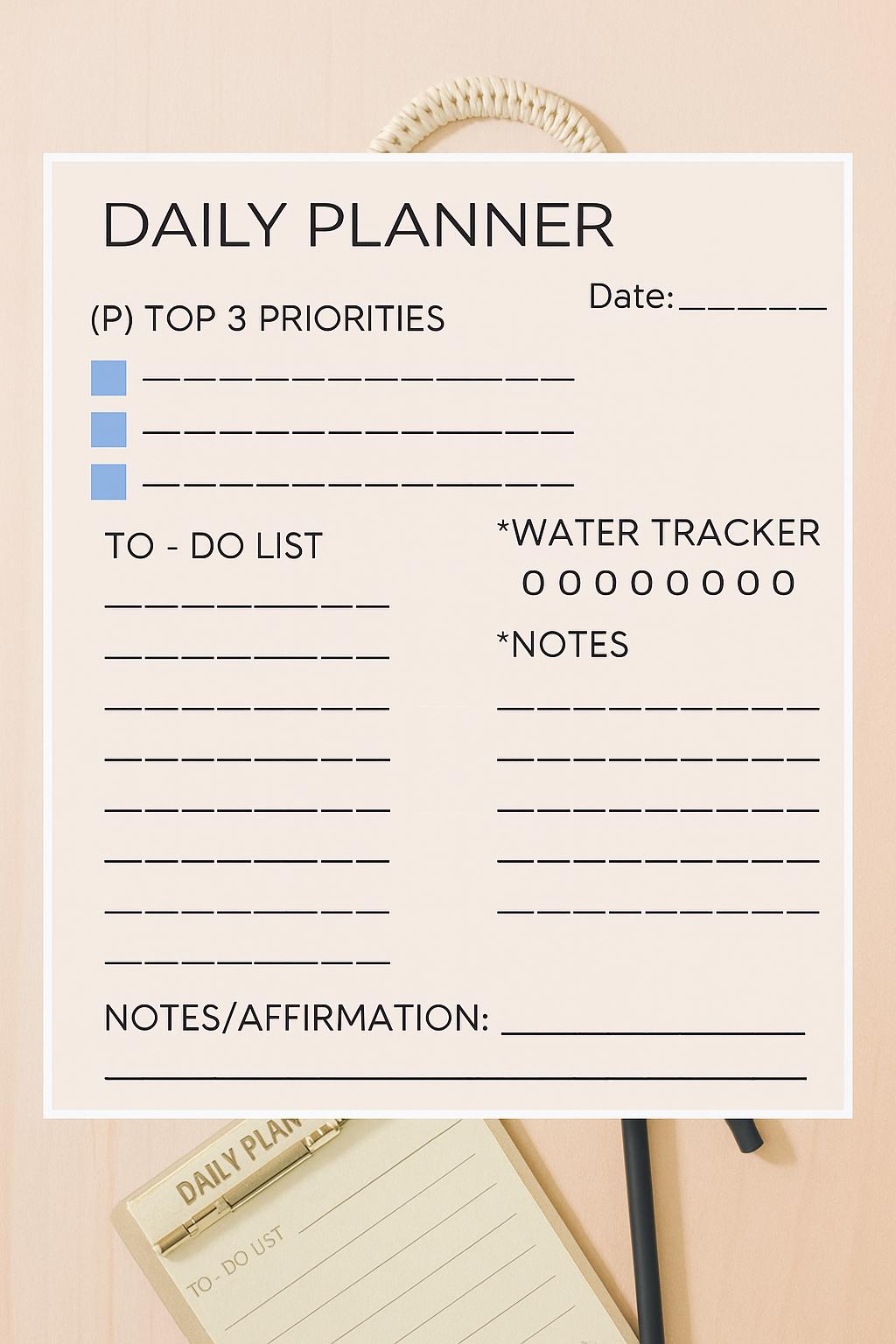 Printable Daily Planner | Digital Productivity Sheet | To-do List ...