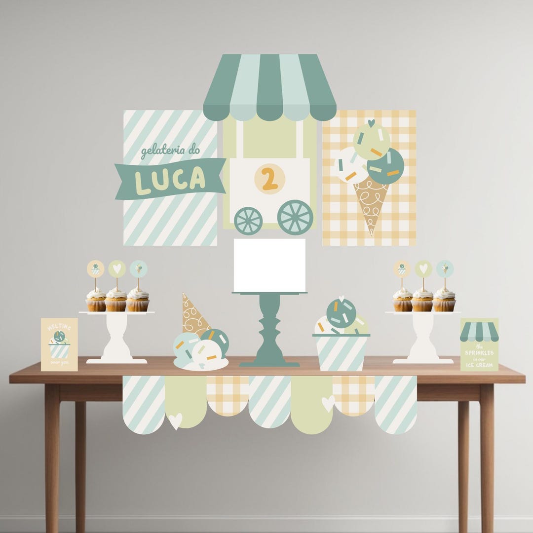 Ice Cream Party Printable | Gelato Cart Birthday Kit | Custom Name ...