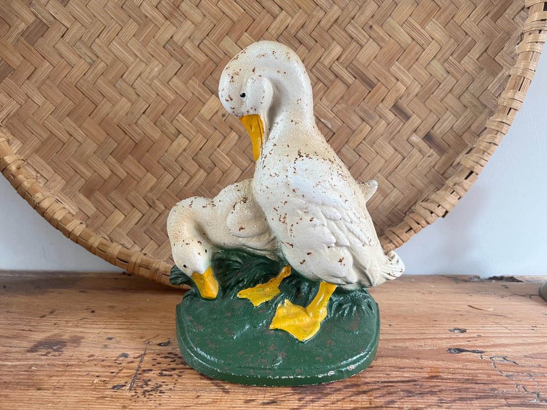 Vintage Cast Iron Goose Door Stop | Heavy Metal Duck Figurine | Rustic ...
