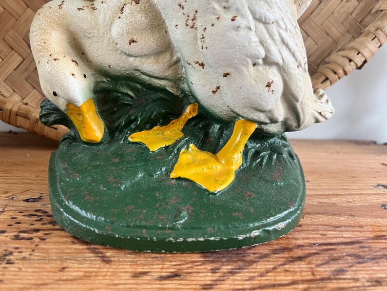 Vintage Cast Iron Goose Door Stop | Heavy Metal Duck Figurine | Rustic ...