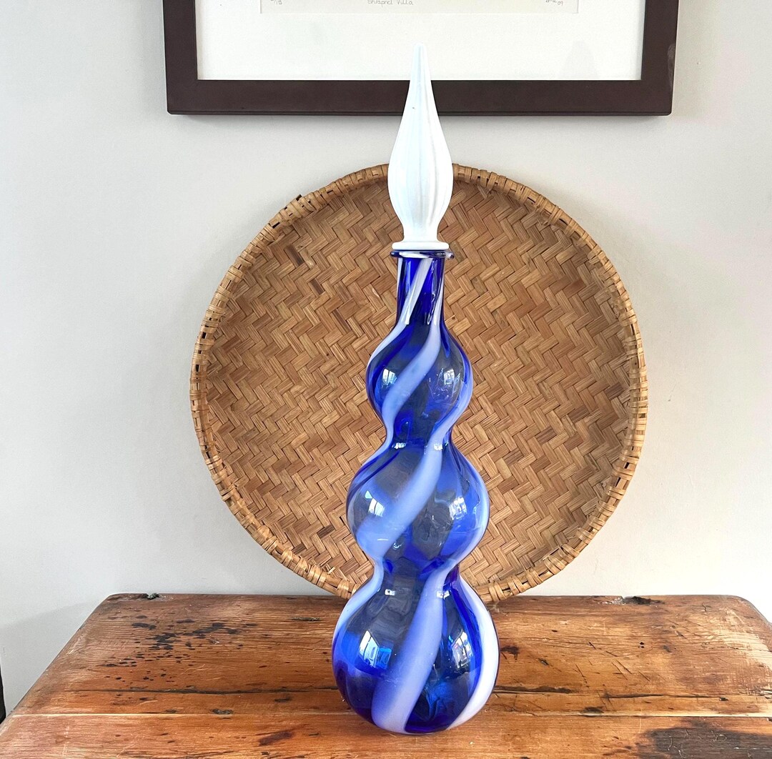 Vintage Italian Genie Bottle - Cristalleria Artistica Toscana Swirl ...