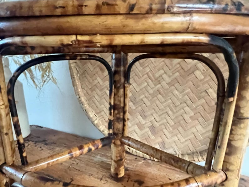 Antique Victorian Tiger Bamboo Corner Stool – Small Tortoiseshell ...