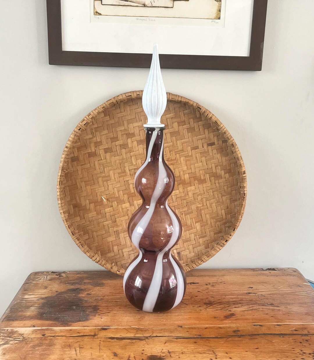 Vintage Italian Genie Bottle - Cristalleria Artistica Toscana Swirl ...