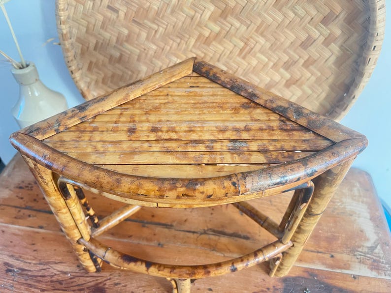 Antique Victorian Tiger Bamboo Corner Stool – Small Tortoiseshell ...