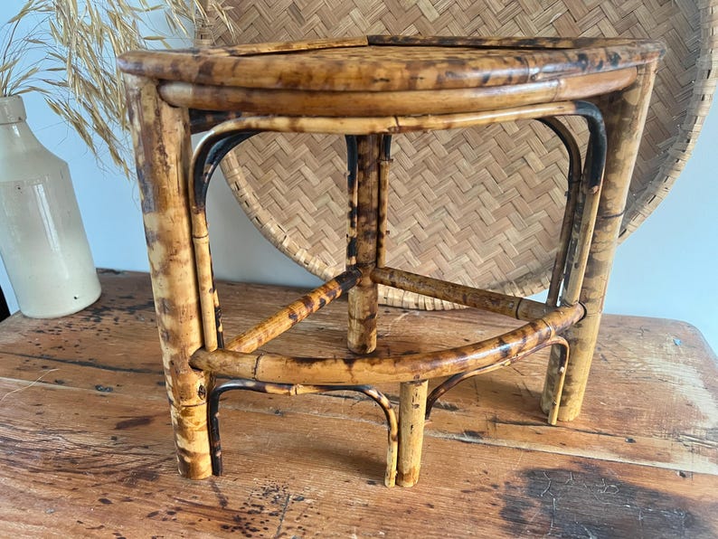 Antique Victorian Tiger Bamboo Corner Stool – Small Tortoiseshell ...