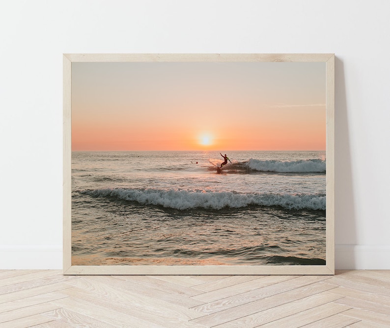 Surf Poster, Surfer Sunset, Surf Print, Surf Decor, Sunset Surfing ...