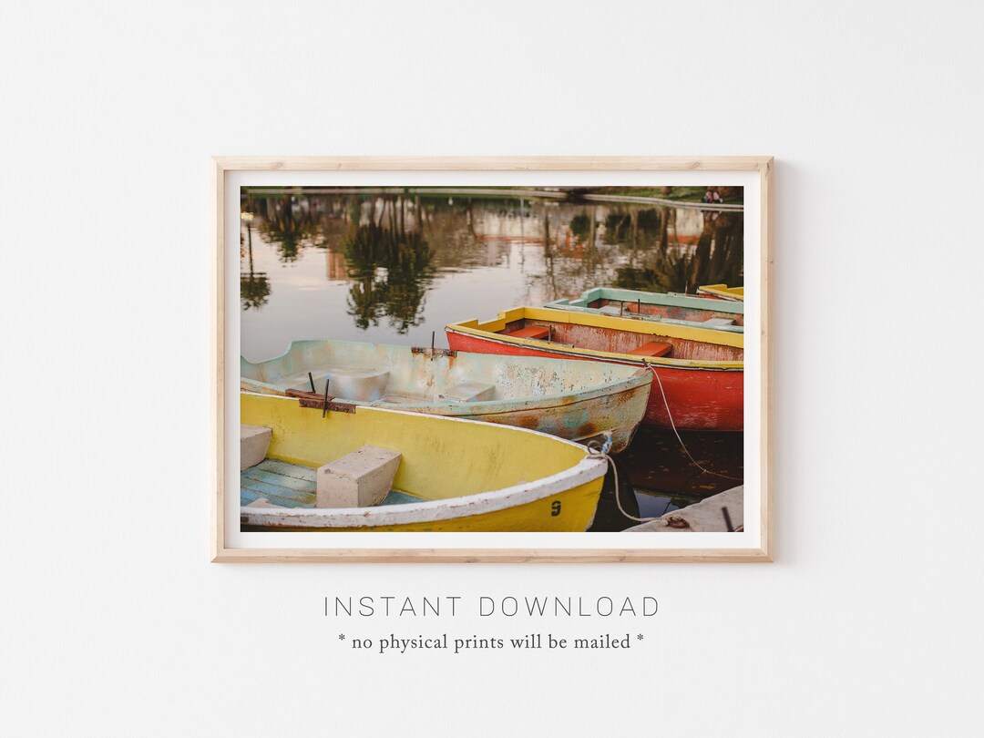 Row Boats Printable Photography, Lake House Decor, Wooden Boats Coastal ...