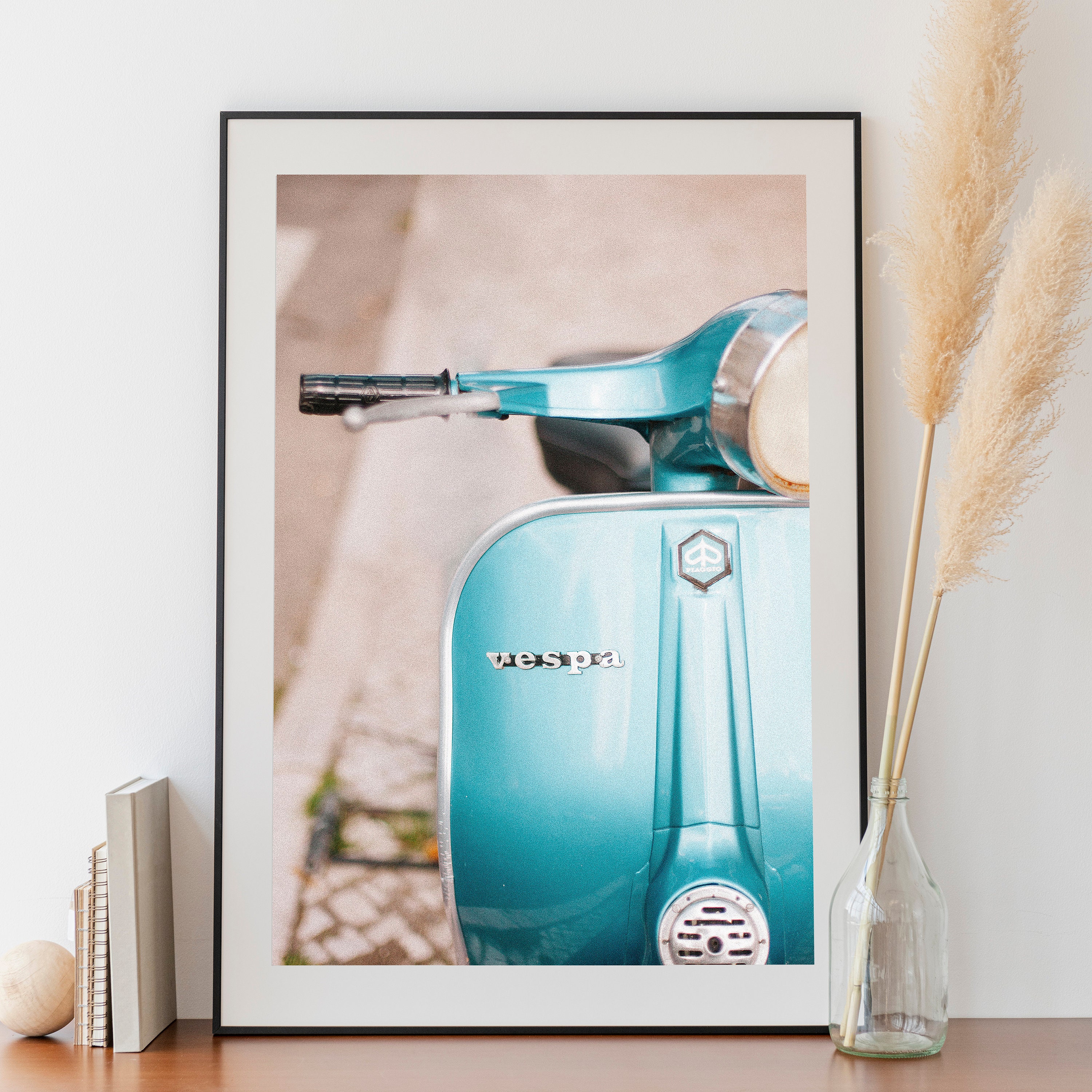 Italy Vespa, Printable Blue Vespa Photo, Blue Vintage Style Decor ...